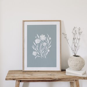 Muted Abstract Flower Print, Wildflower Printable Wall Art, French ...