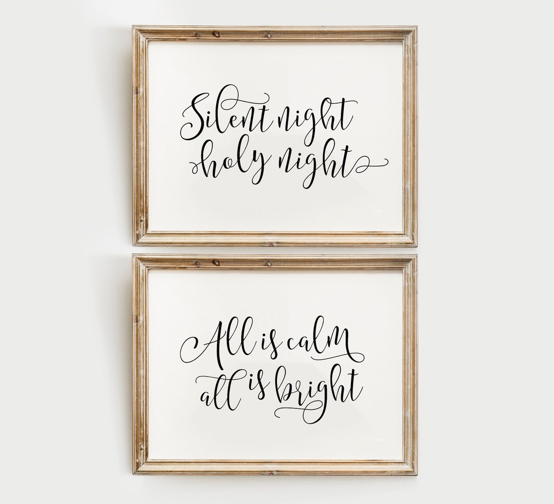 Silent Night Print Set of 2 , Christmas Printable Wall Art, Christmas ...