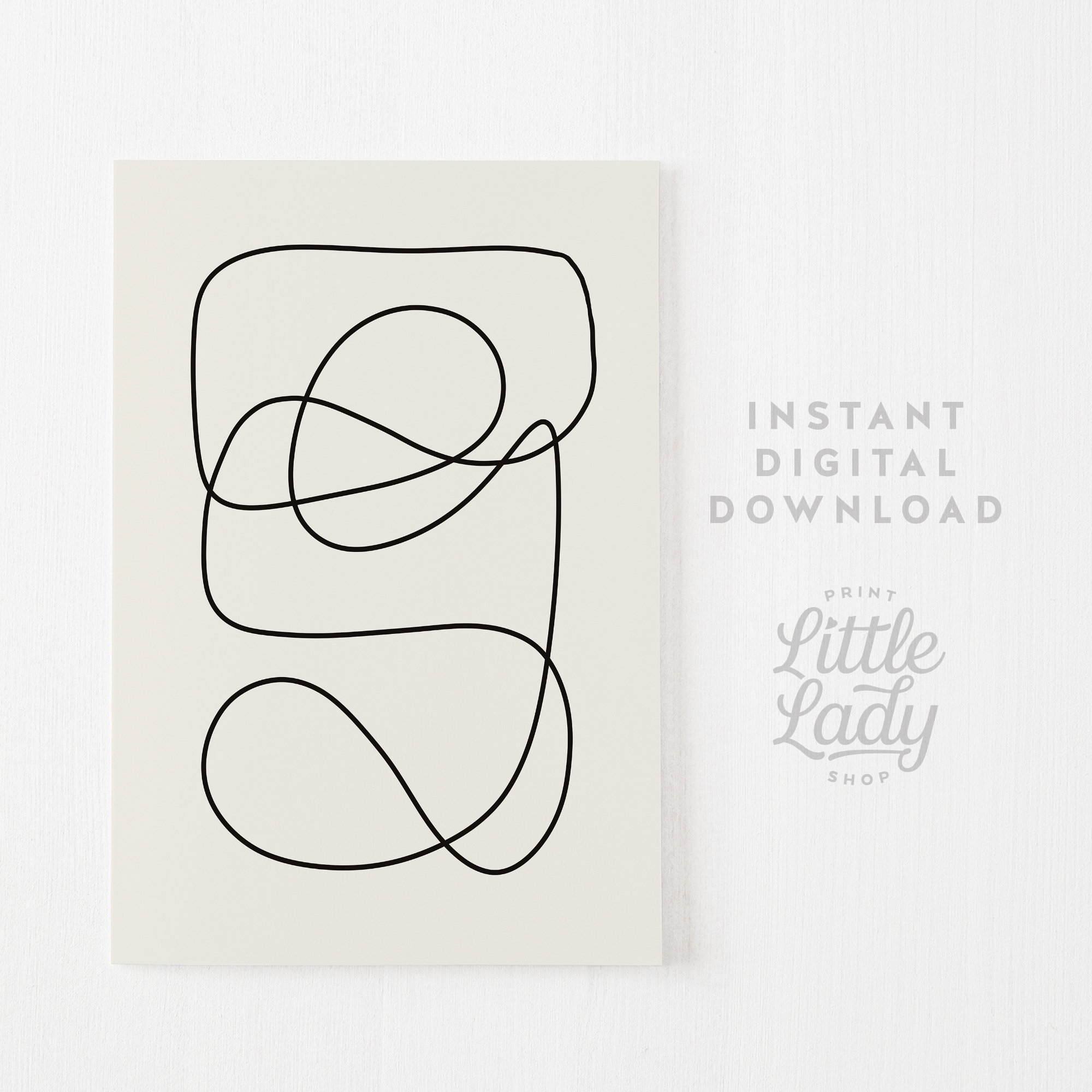 Abstract Line Drawing Print Neutral Wall Art One Line - Etsy