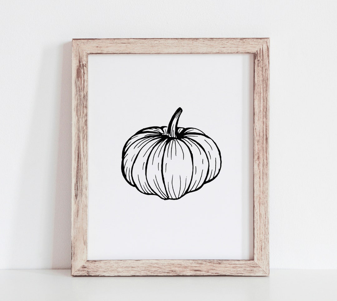 Pumpkin Printable Art, Fall Print, Fall Wall Art, Pumpkin Line Art ...
