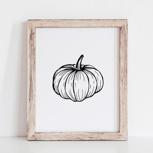 Pumpkin Printable Art, Fall Print, Fall Wall Art, Pumpkin Line Art ...