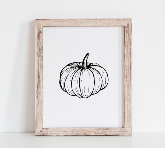 Pumpkin Printable Art Fall Print Fall Wall Art Pumpkin Line - Etsy