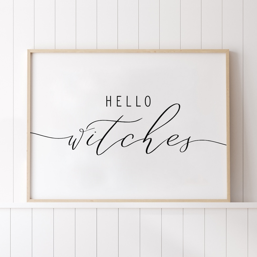 Hello Witches Halloween Print, Fall Printable Wall Art, Modern ...