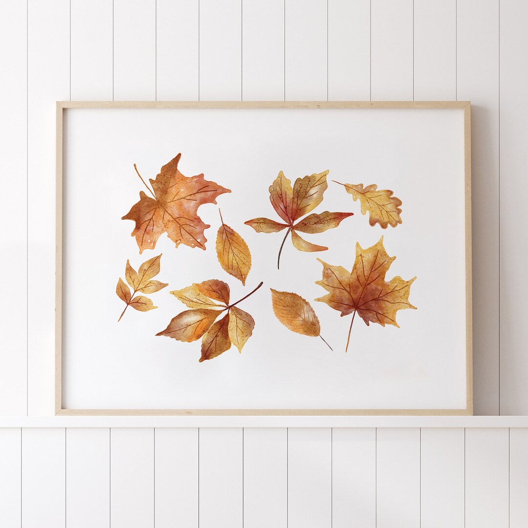 Autumn Printable Wall Art, Fall Leaves Watercolour Painting, Fall Wall ...