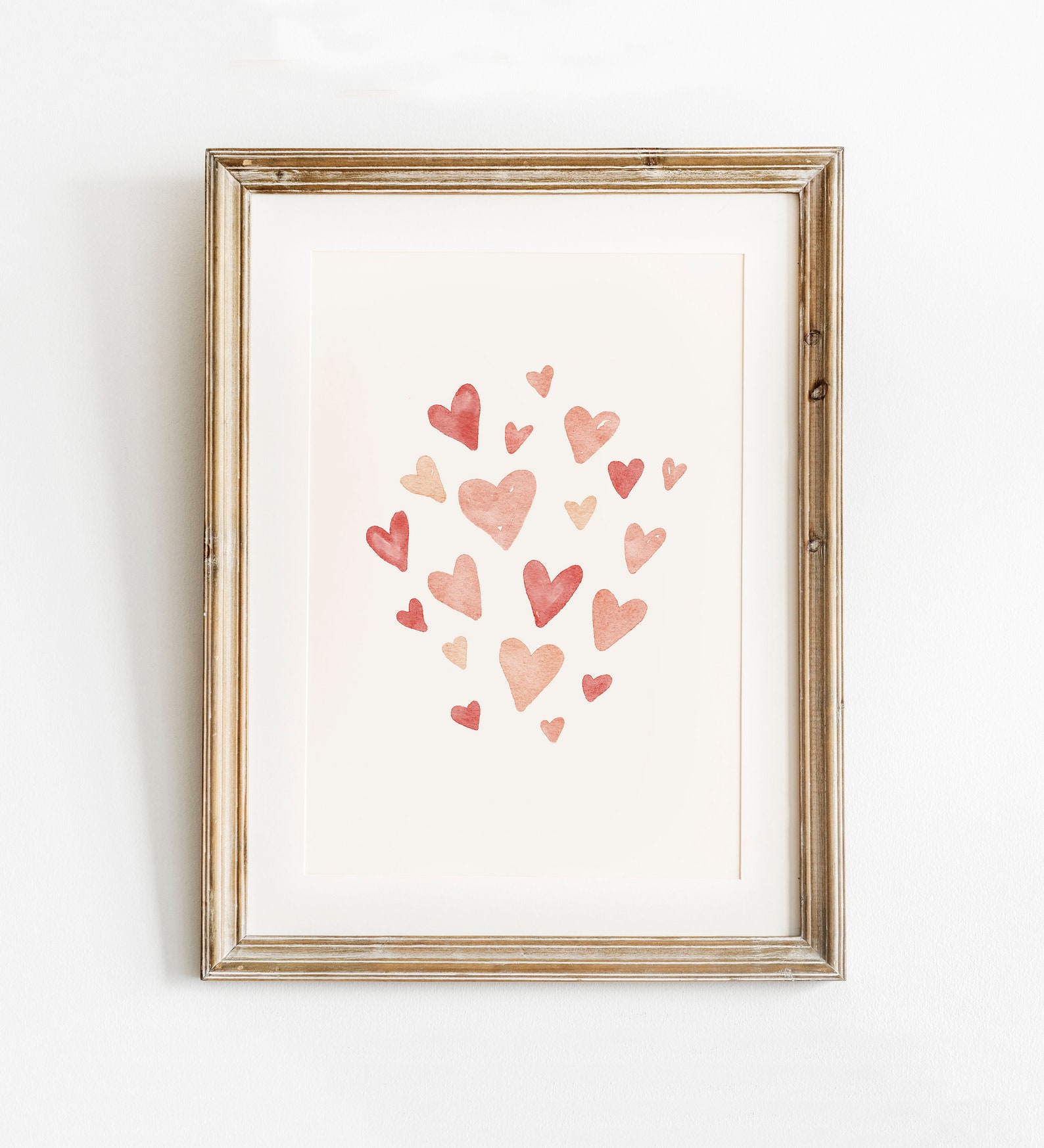 Heart Print, Valentines Day Printable Art, Pink Heart Watercolour ...