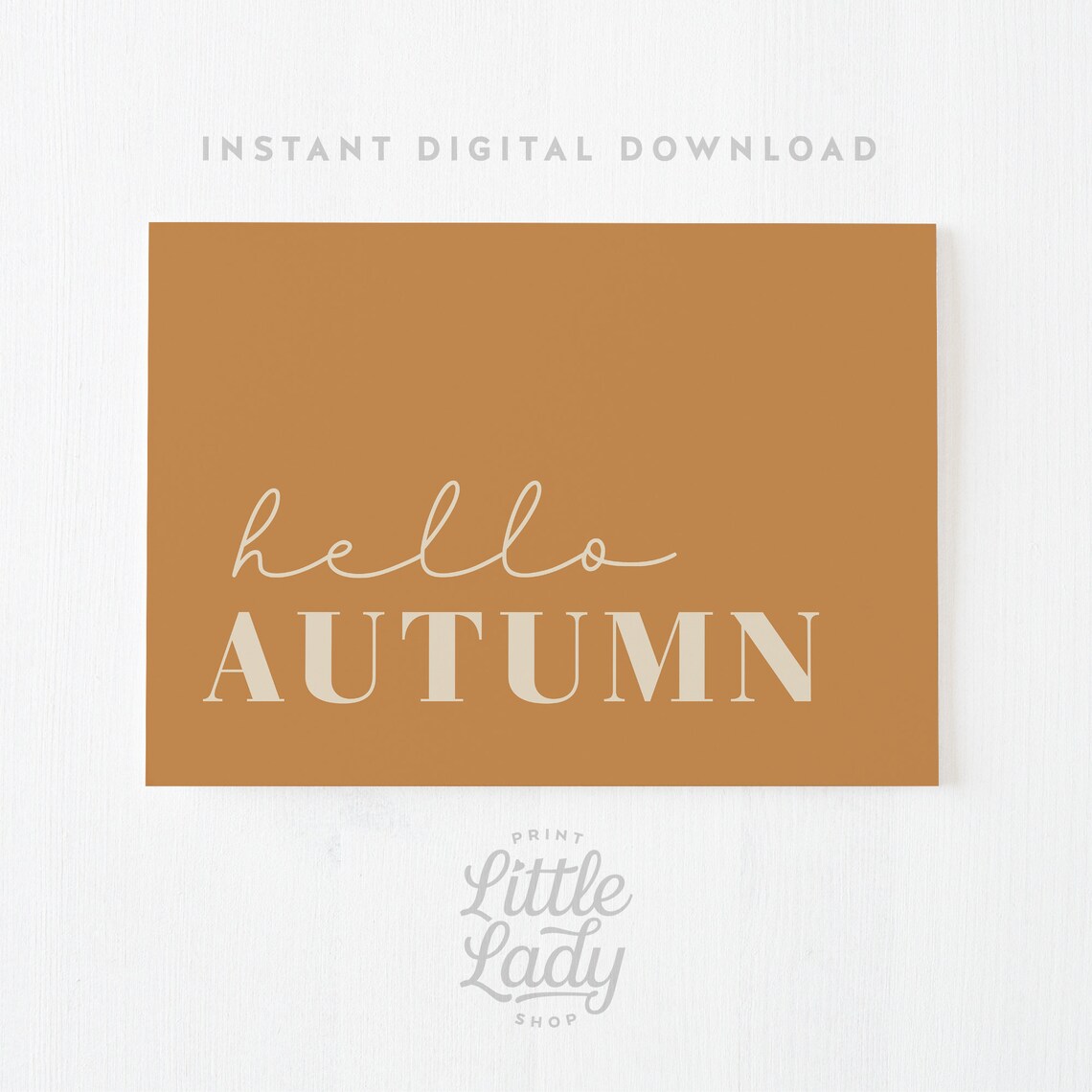 Hello Autumn Print, Fall Printable Wall Art, Orange Autumn Sign, Fall ...