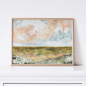 Spring Landscape Print, Neutral Pastel Landscape Printable Wall Art ...