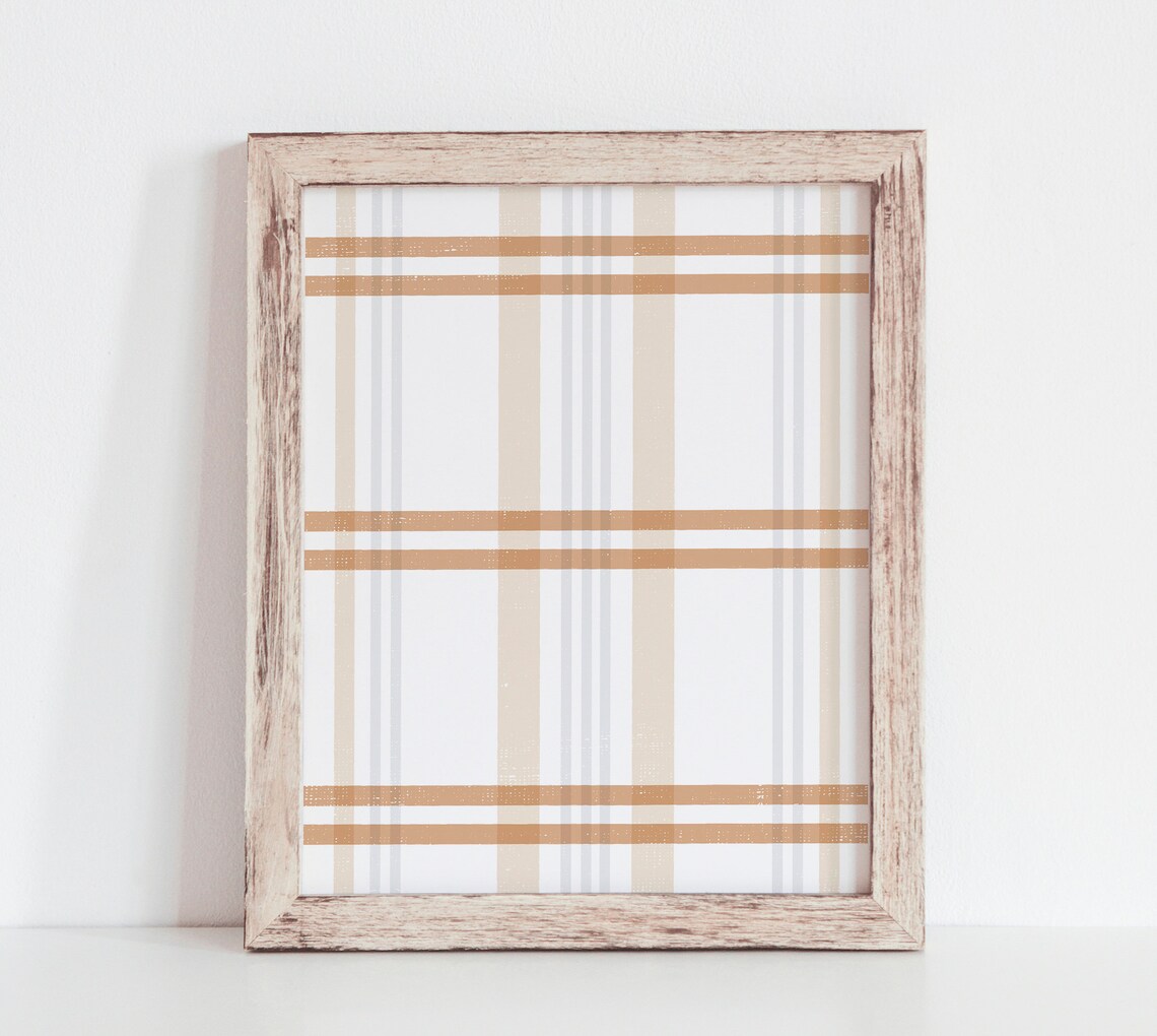 Orange Plaid Fall Print Fall Printable Wall Art Modern - Etsy