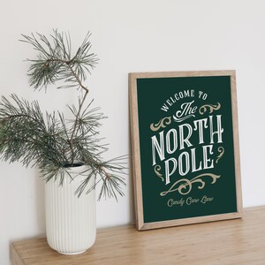 Vintage North Pole Printable Wall Art, Vintage Christmas Print, Old ...