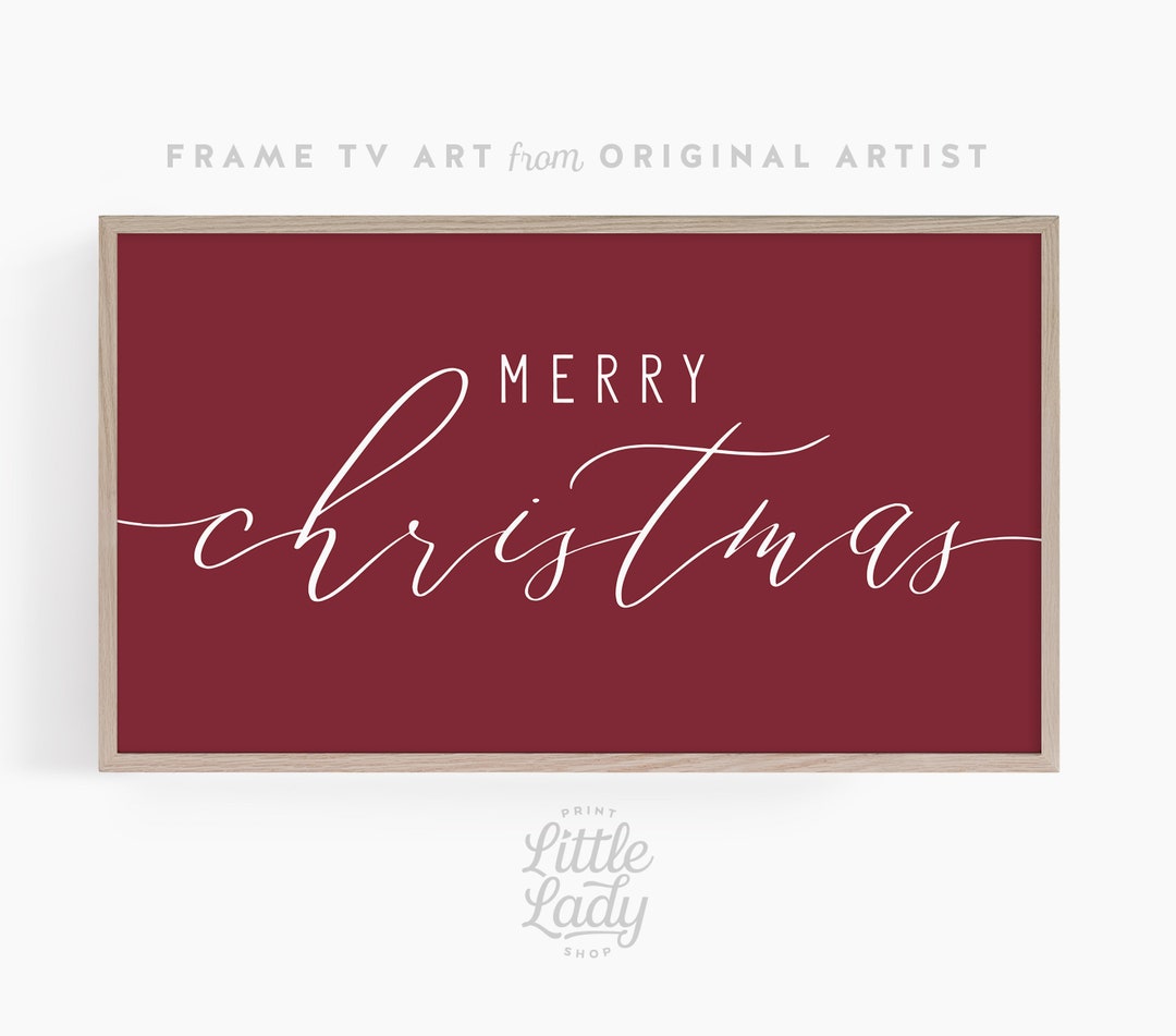 Merry Christmas Frame TV Art, Red Holiday Frame TV Art, Christmas ...