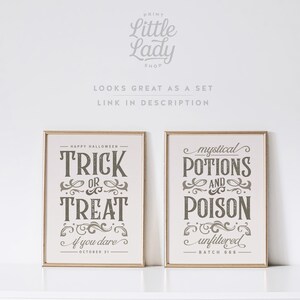Trick or Treat Halloween Print, Printable Wall Art, Neutral Halloween ...