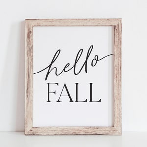 Hello Fall Wall Art Fall Printables Farmhouse style decor | Etsy