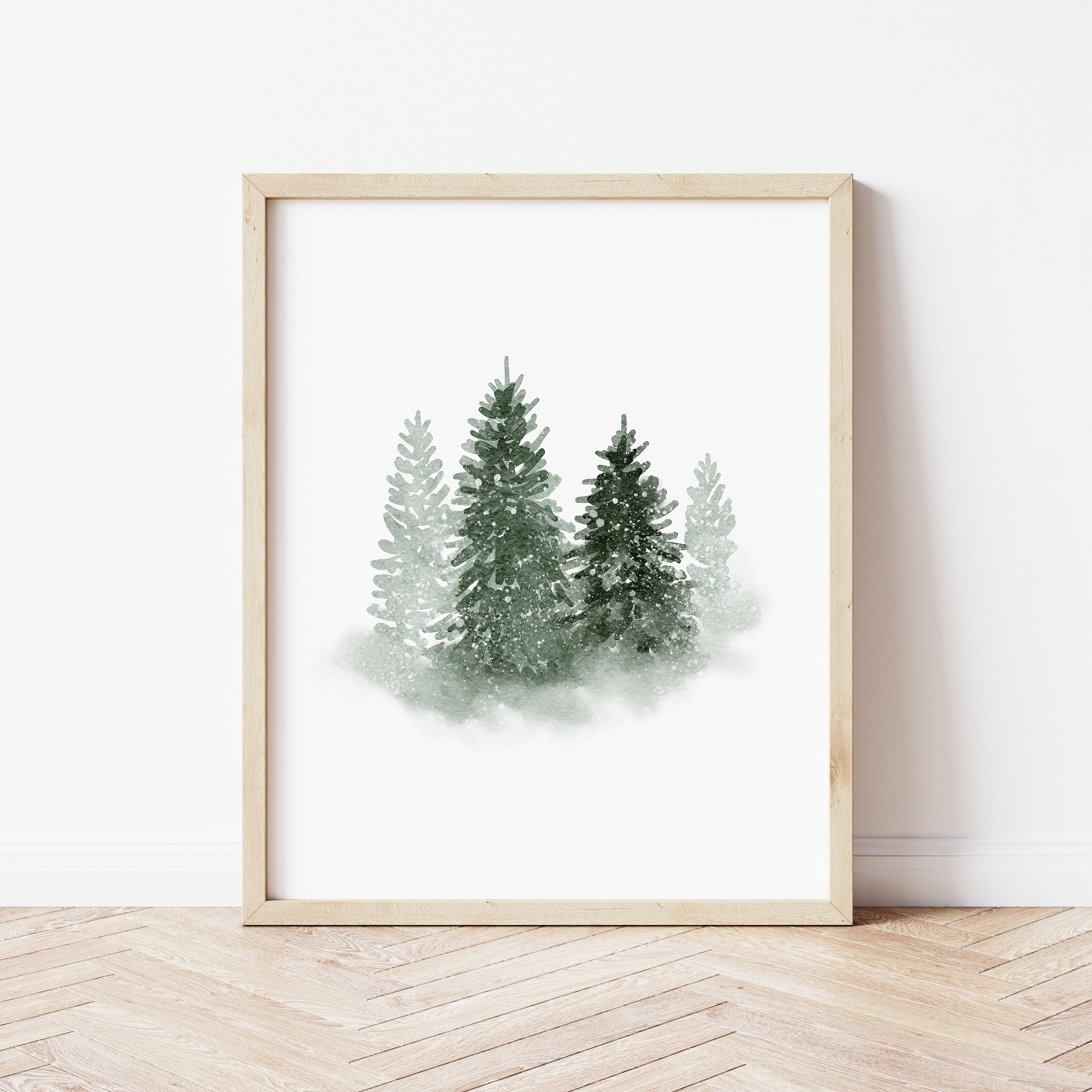 Christmas Tree Print Christmas Printable Art Snowy Winter - Etsy