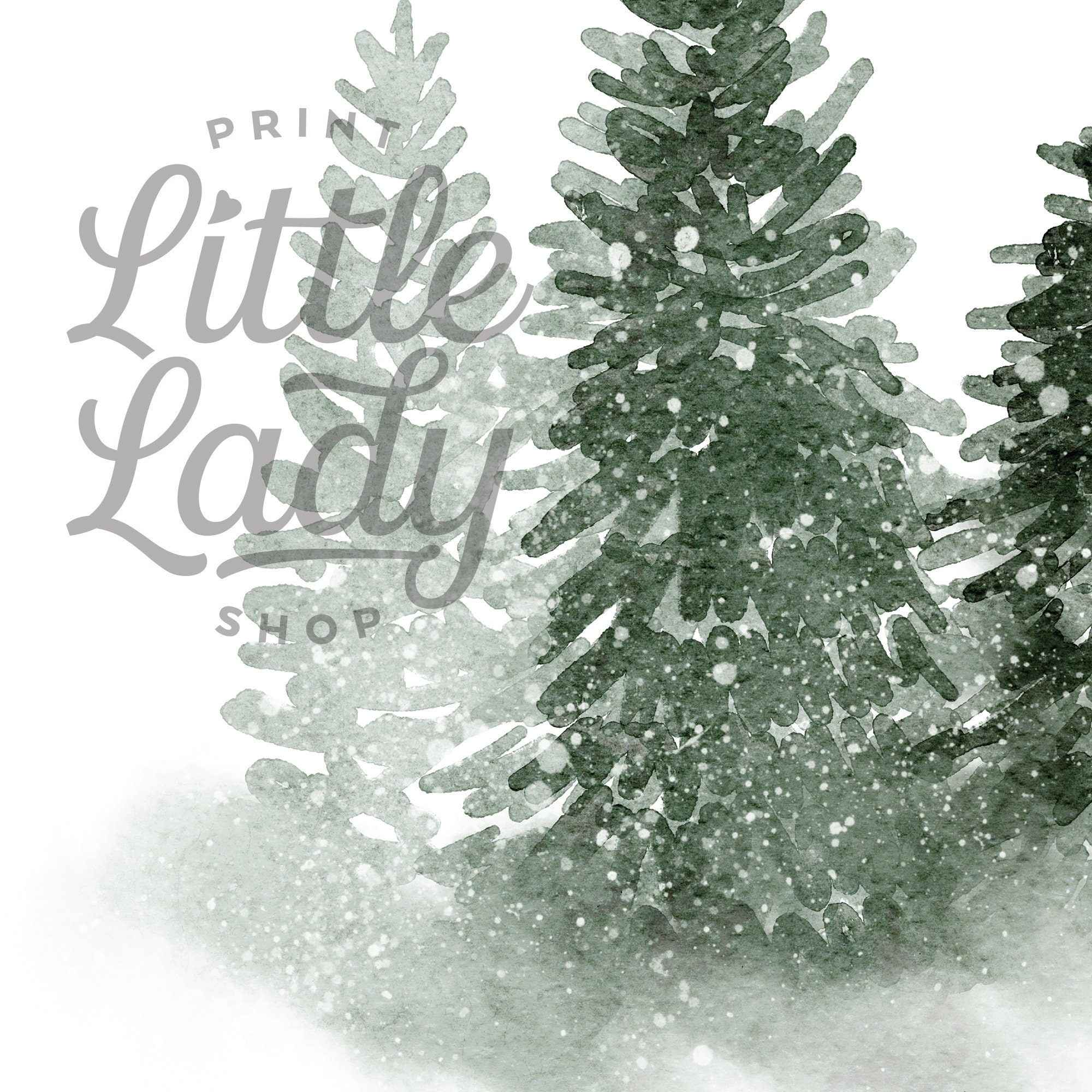 Christmas Tree Print, Christmas Printable Art, Snowy Winter Landscape ...