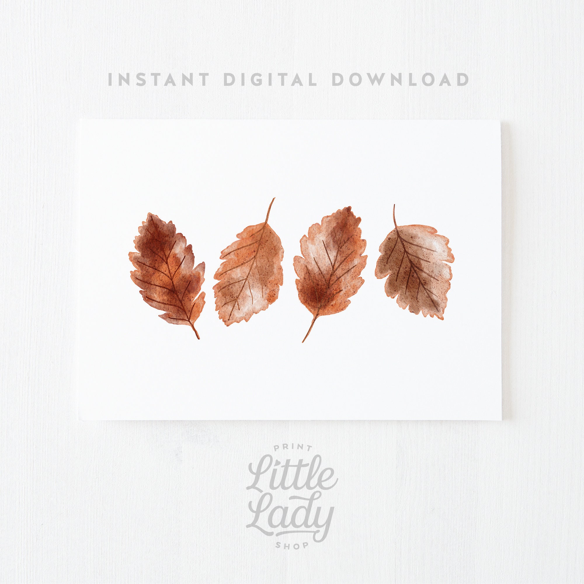 Fall Leaves Printable Art, Fall Decor, Fall Print, Rustic Print, Brown ...