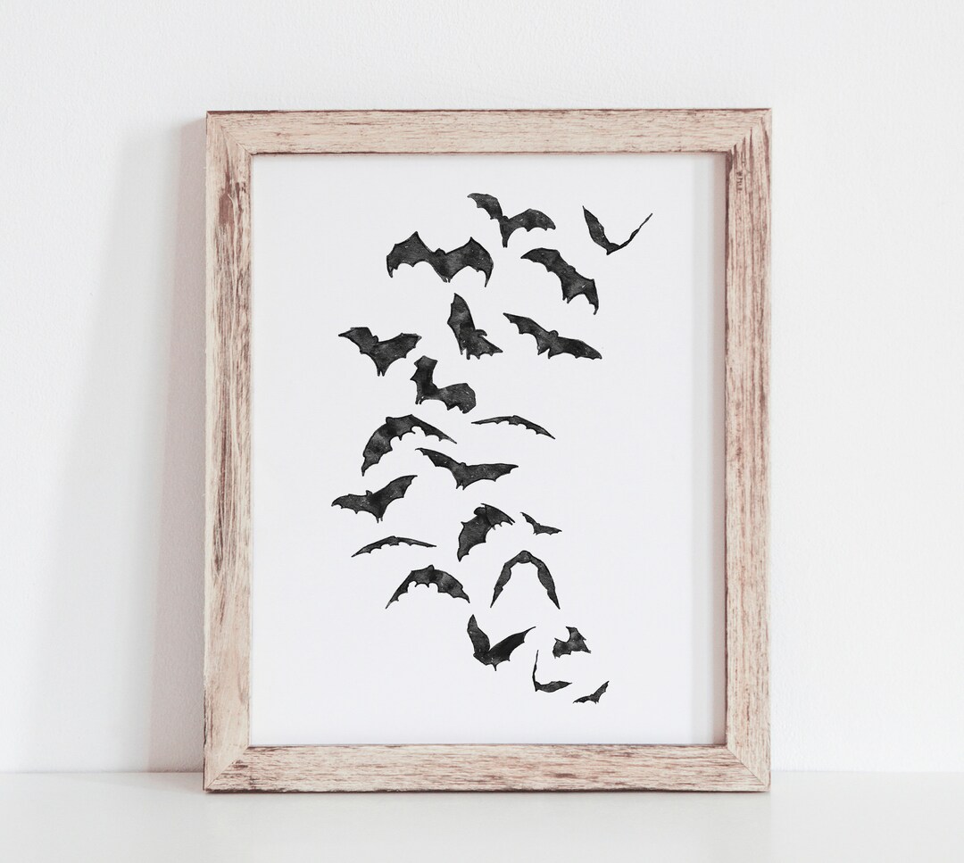 Flying Bat Print, Halloween Printable Wall Art, Halloween Decoration ...