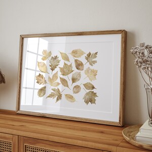 Neutral Fall Print, Printable Wall Art, Watercolour Fall Leaves Print ...