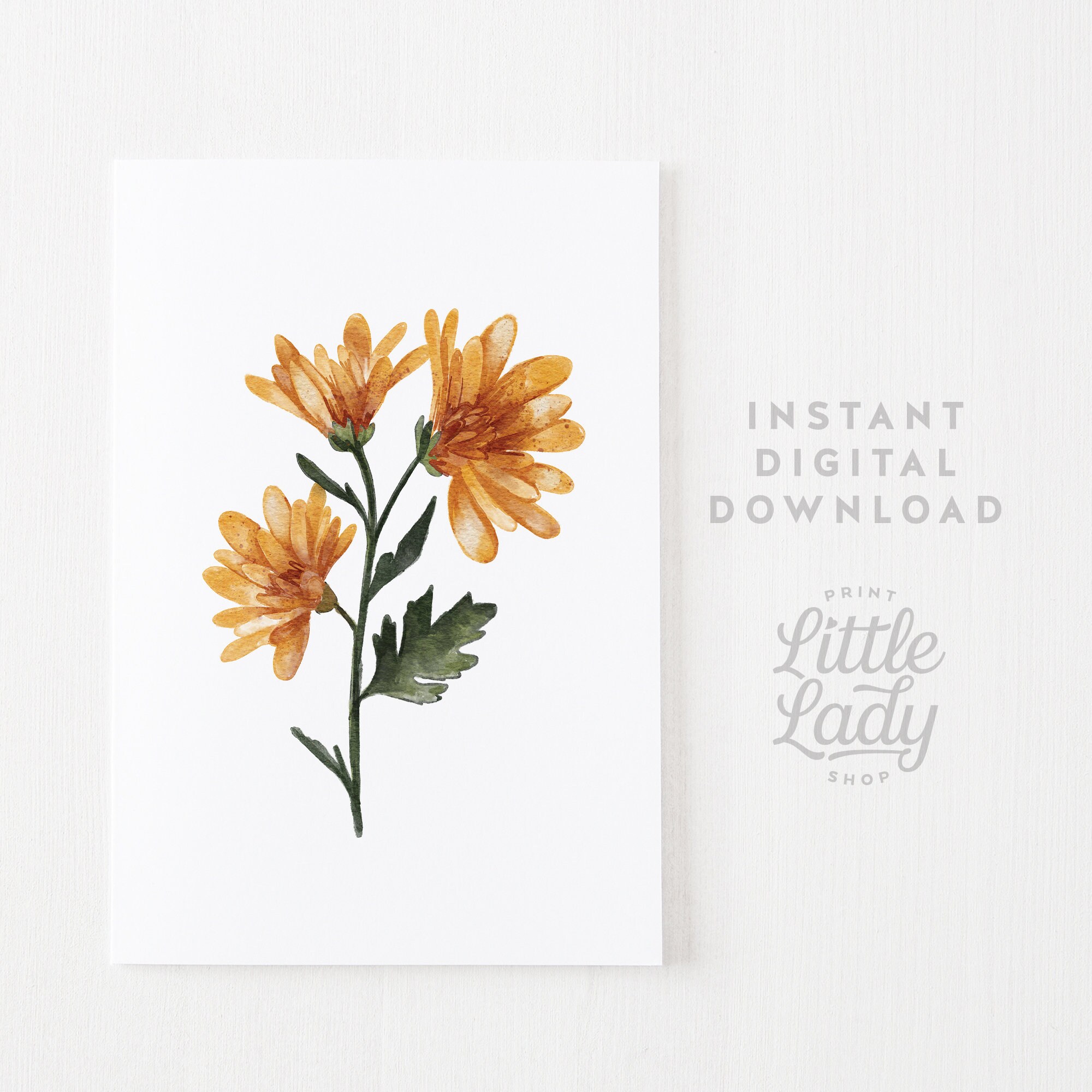 Orange Fall Flower Print Fall Printable Wall Art Fall Decor - Etsy