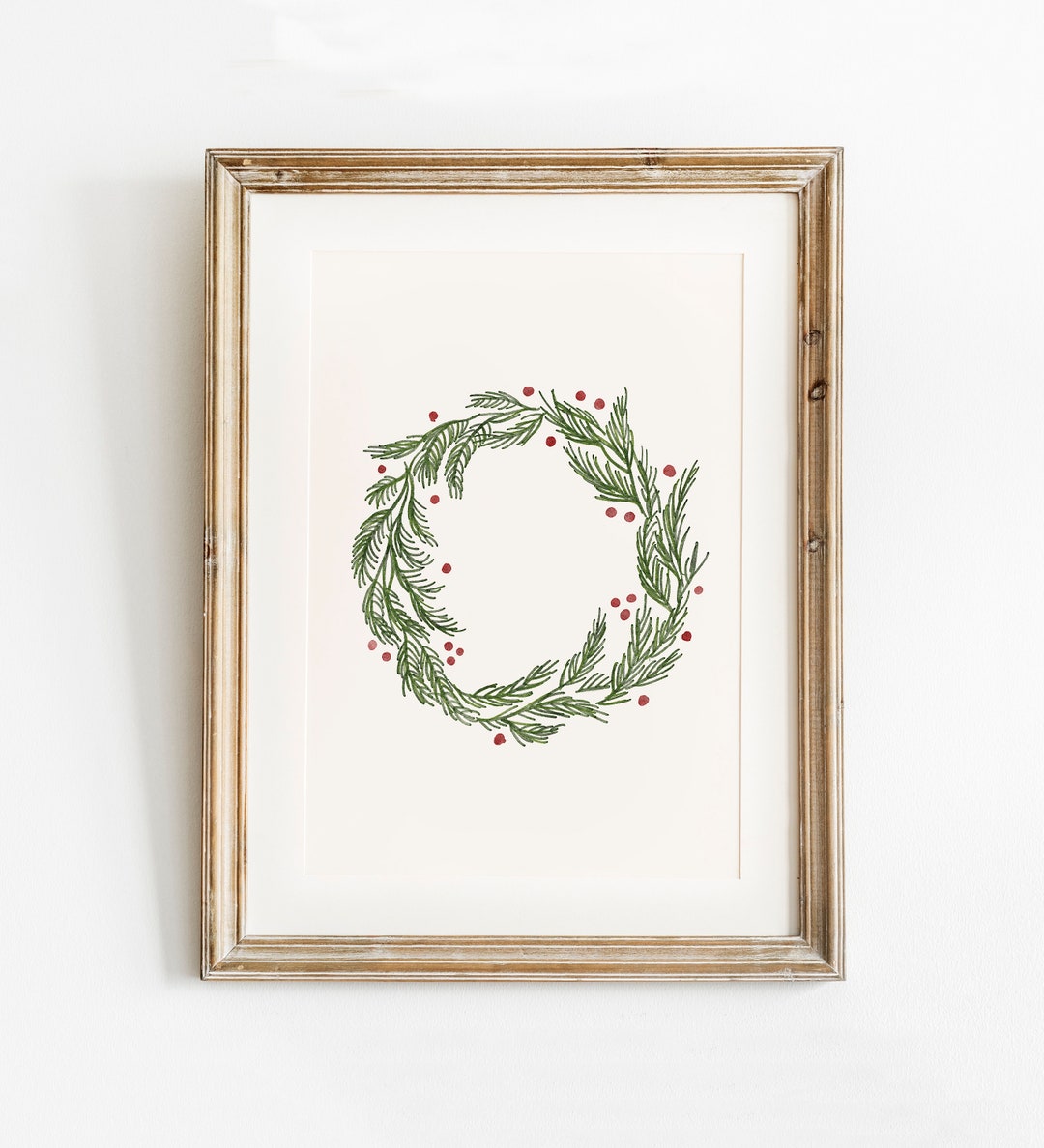 Christmas Wreath Print, Christmas Printable Art, Winter Botanical ...