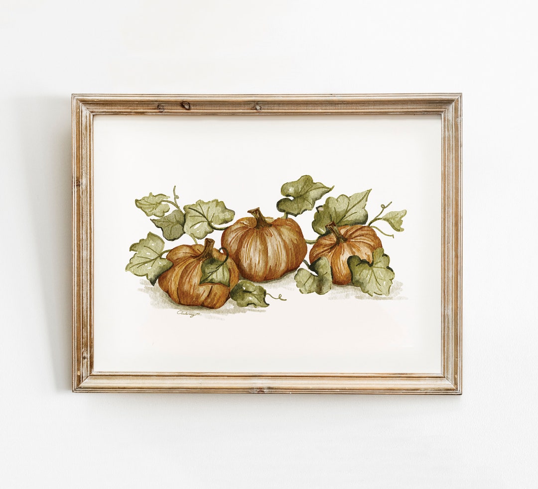 Pumpkin Patch Print Fall Decor, Printable Wall Art, Hand Drawn Still ...