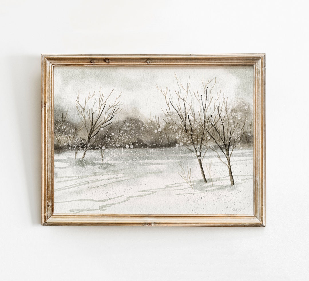 Winter Landscape Print, Snowy Winter Print, Neutral Landscape Printable ...