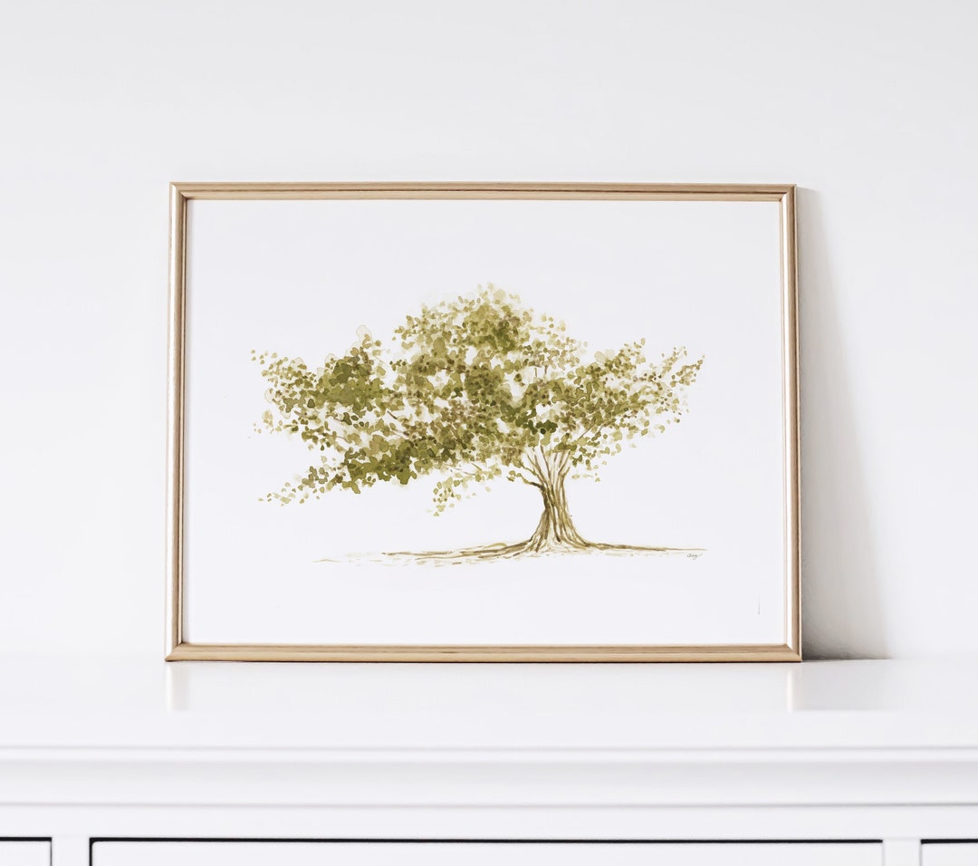 Summer Tree Print, Watercolour Tree Painting, Nature Printable Wall Art ...