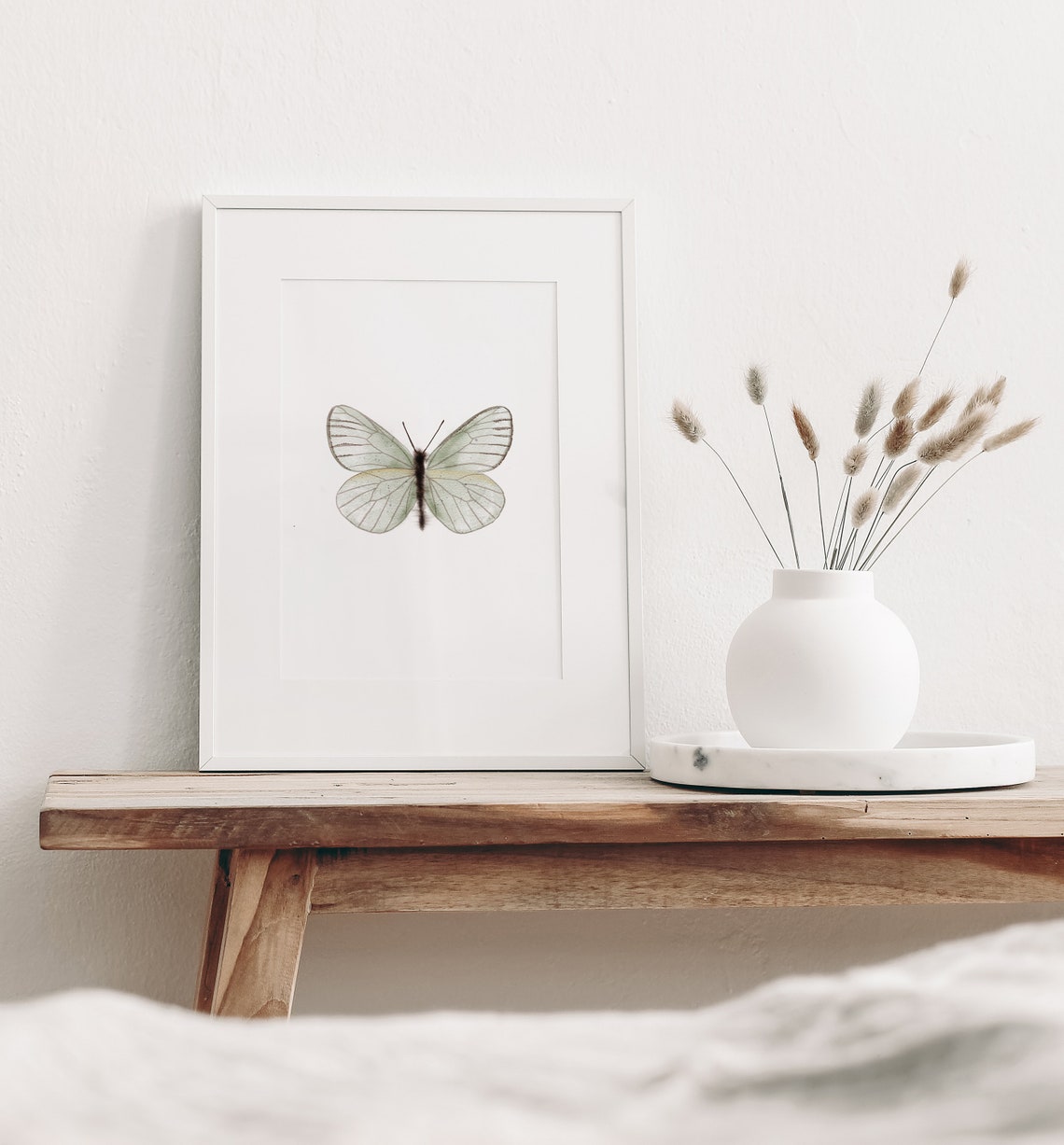 Neutral Butterfly Painting Printable Wall Art Soft Blue | Etsy
