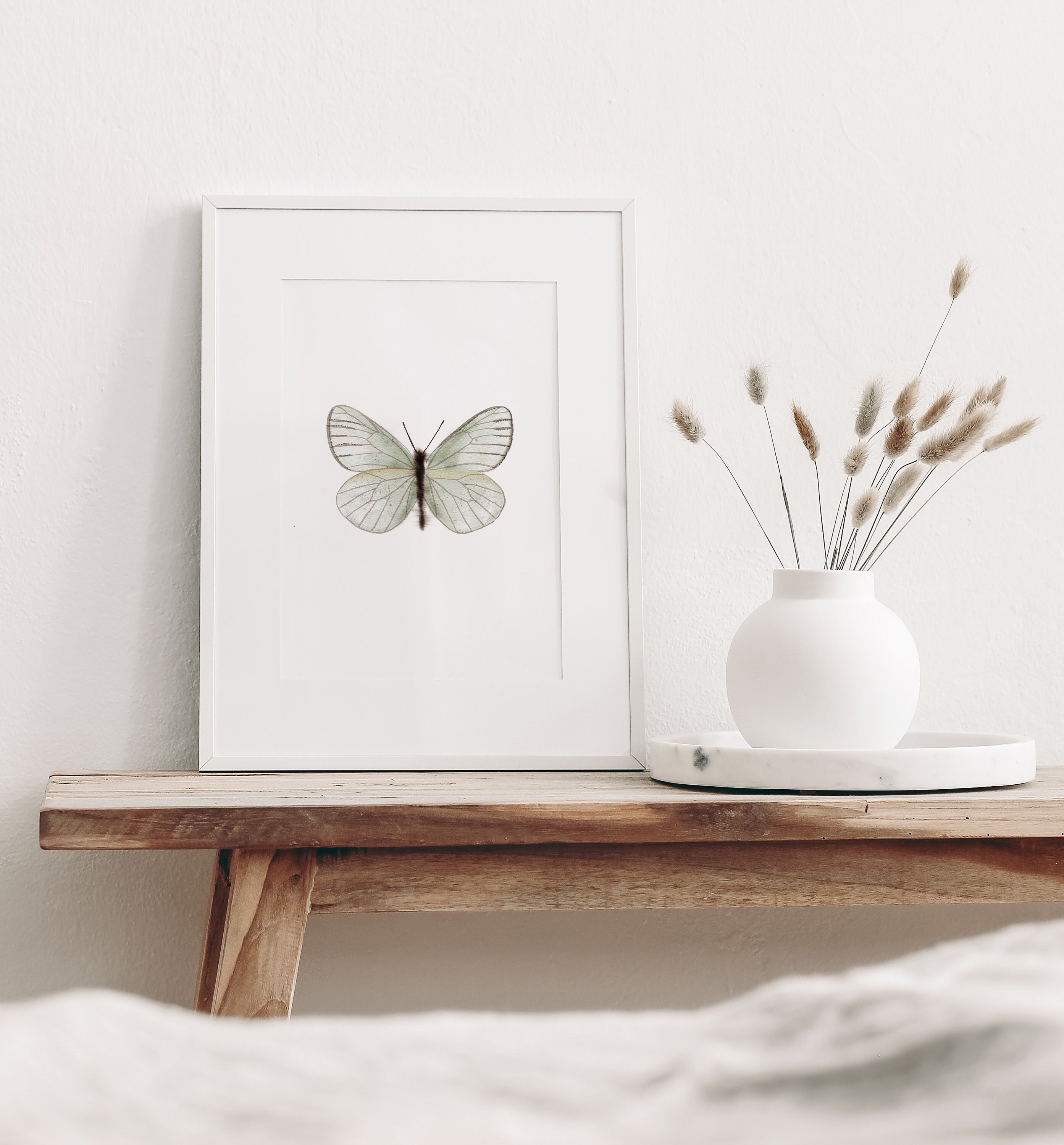 Neutral Butterfly Painting Printable Wall Art Soft Blue | Etsy