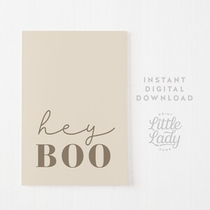 Hey Boo Halloween Print, Neutral Fall Printable Wall Art, Funny ...