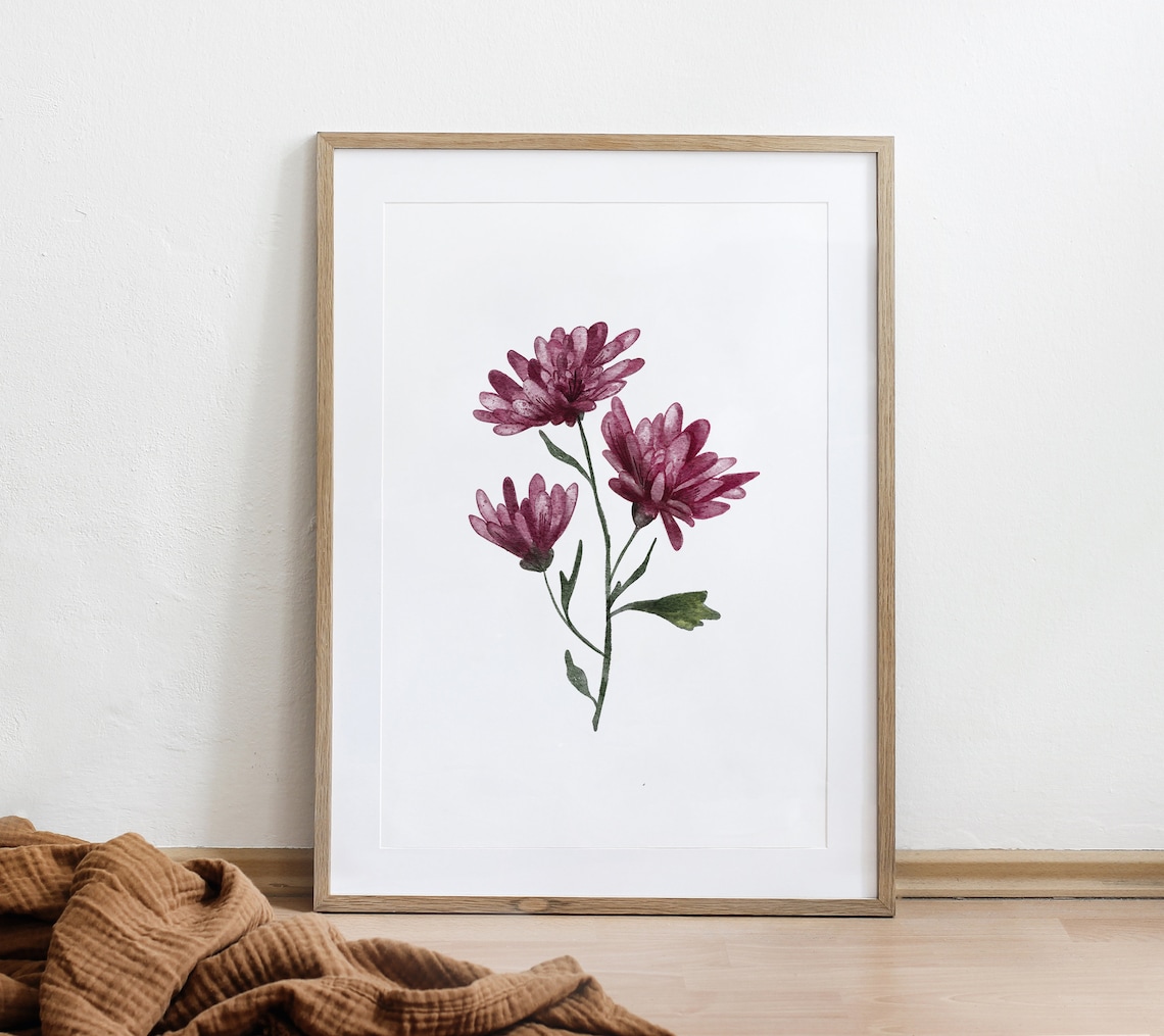 Floral Fall Decor, Fall Flower Print, Mums Printable Wall Art, Fall ...