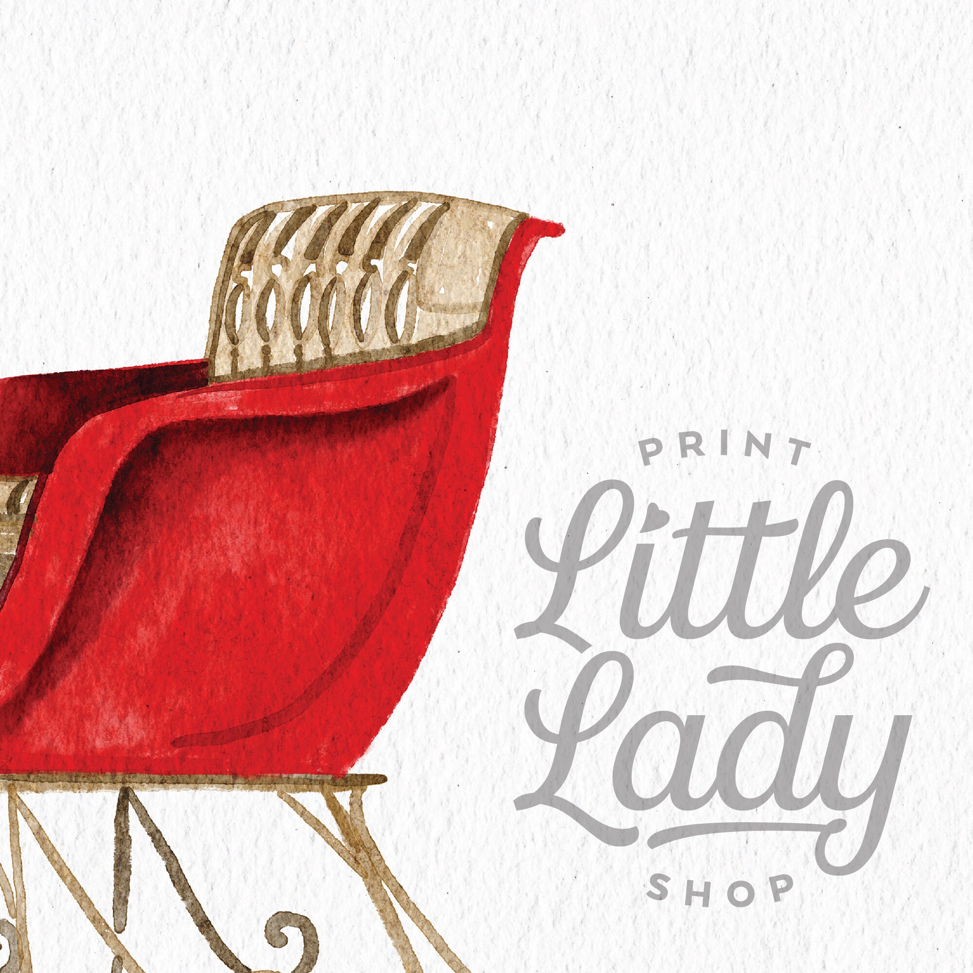 Vintage Red Santa's Sleigh Print, Christmas Printable Wall Art, Red ...