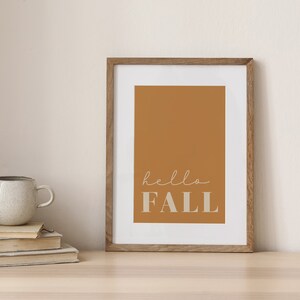 Orange Hello Fall Printable Wall Art, Fall Print, Modern Autumn Decor ...