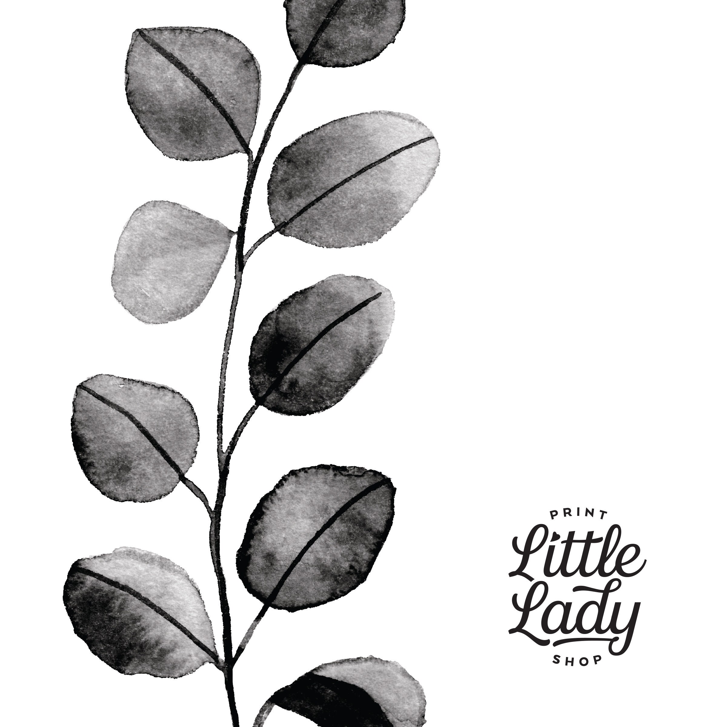 Botanical Print Black Eucalyptus Print Eucalyptus | Etsy