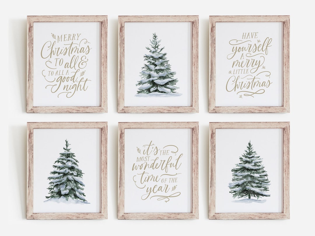 Set of 6 Christmas Printable Art, Christmas Decor, Christmas Print ...