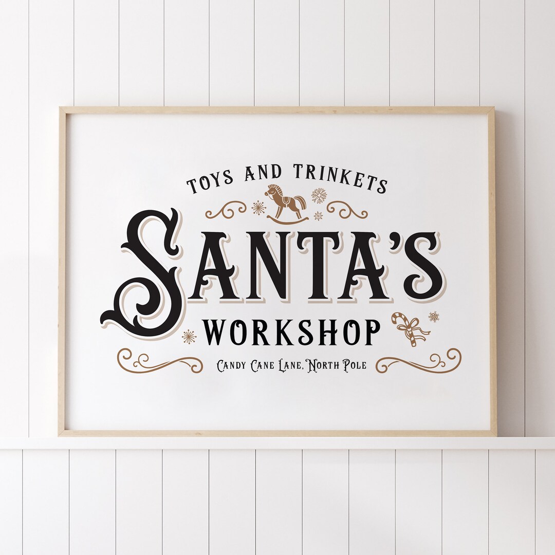 Printable Art, Christmas Printable, Santa's Workshop Print, Holiday ...