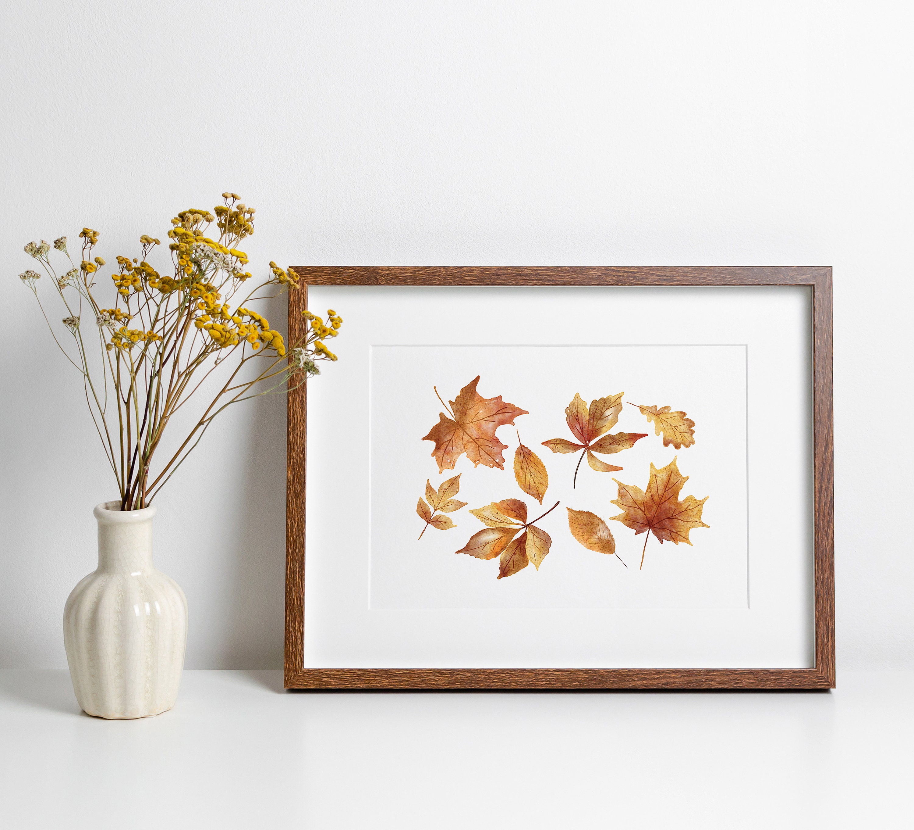 Autumn Printable Wall Art Fall Leaves Watercolour Painting - Etsy