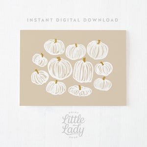 Neutral Halloween Pumpkin Print, Fall Printable Wall Art, Beige Fall ...
