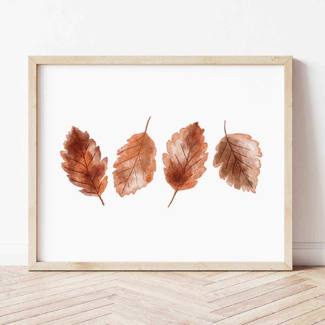 Fall Leaves Printable Art, Fall Decor, Fall Print, Rustic Print, Brown ...