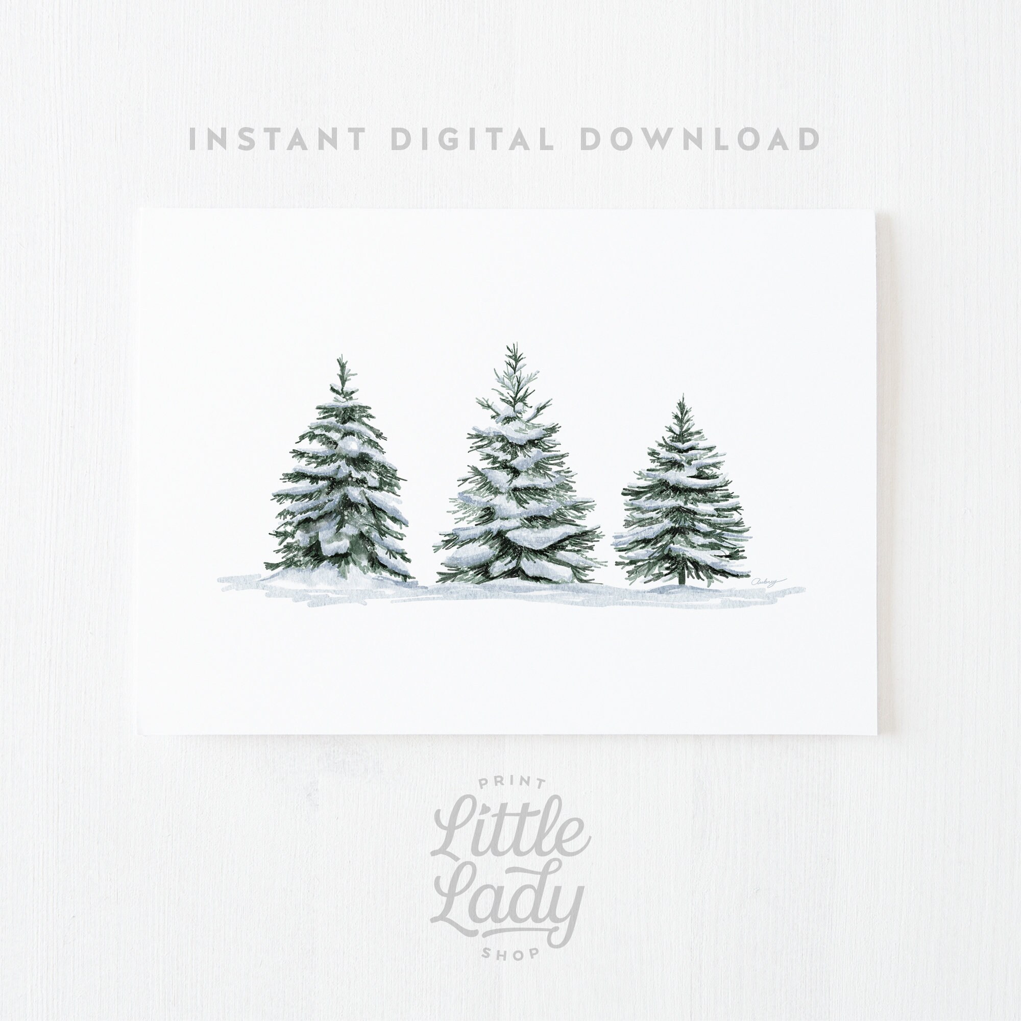 Snowy Trees Winter Print, Winter Printable Wall Art, Winter Landscape ...