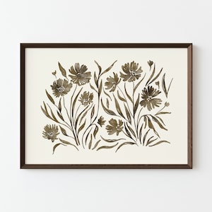 Neutral Flower Printable Wall Art, Spring Wildflower Botanical Print ...