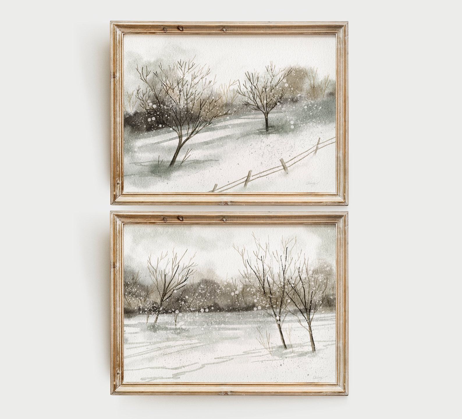 Winter Landscape Printable Wall Art, Neutral Winter Print, Snowy Winter ...