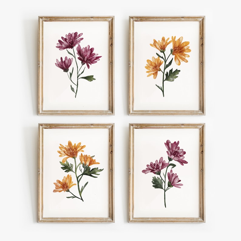 Floral Fall Decor, Fall Flower Print, Mums Printable Wall Art, Fall ...