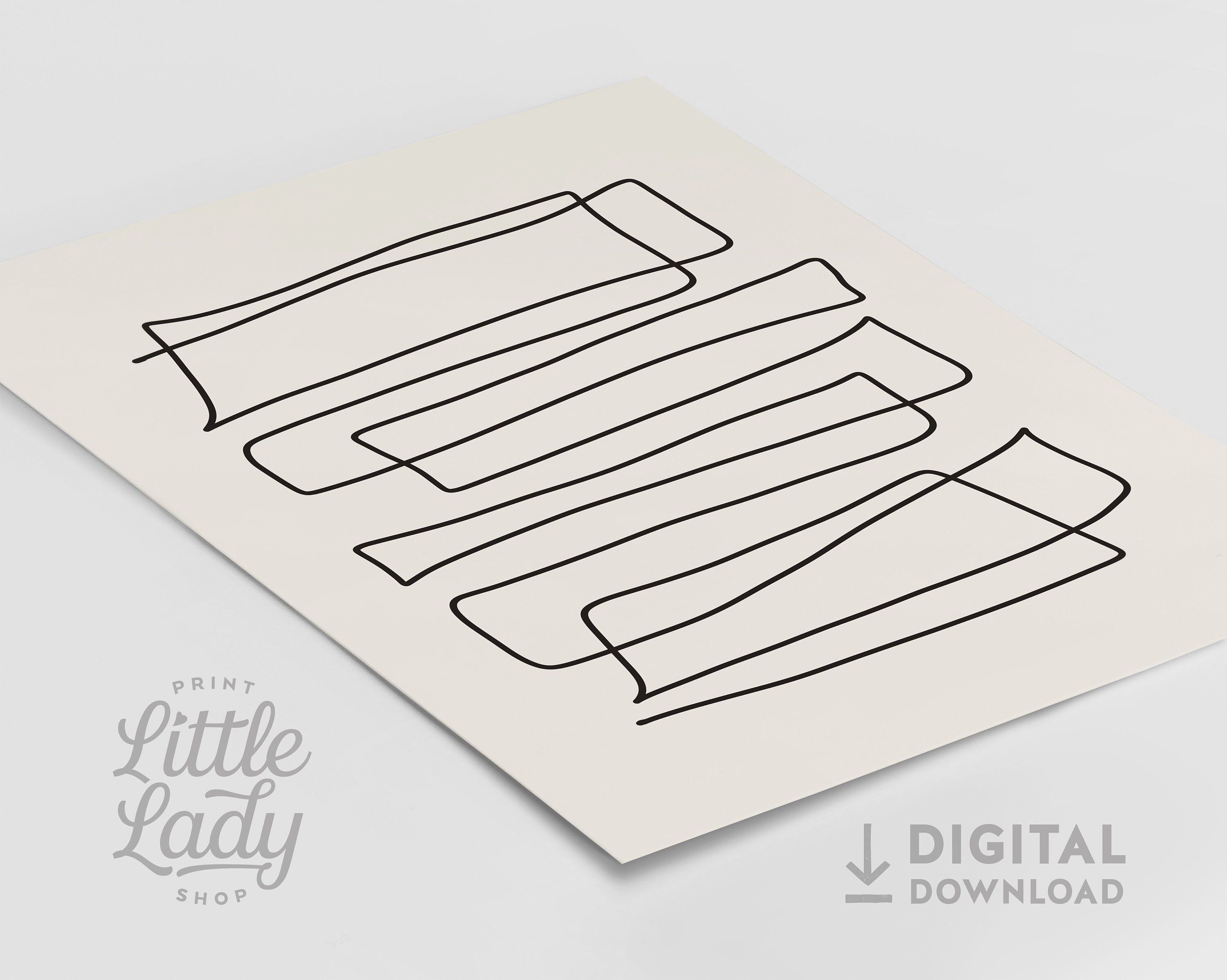 Scribble Line Drawing Print Printable Wall Art Neutral Wall - Etsy
