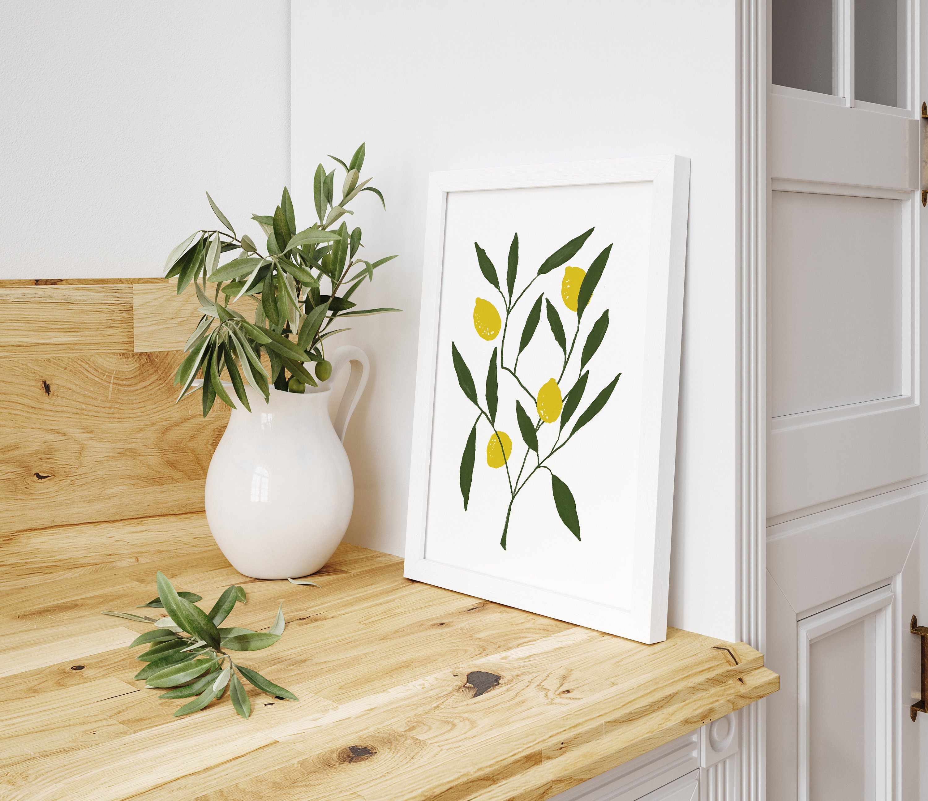Lemon Branch Boho Printable, Lemon Tree Print, Kitchen Wall Decor ...