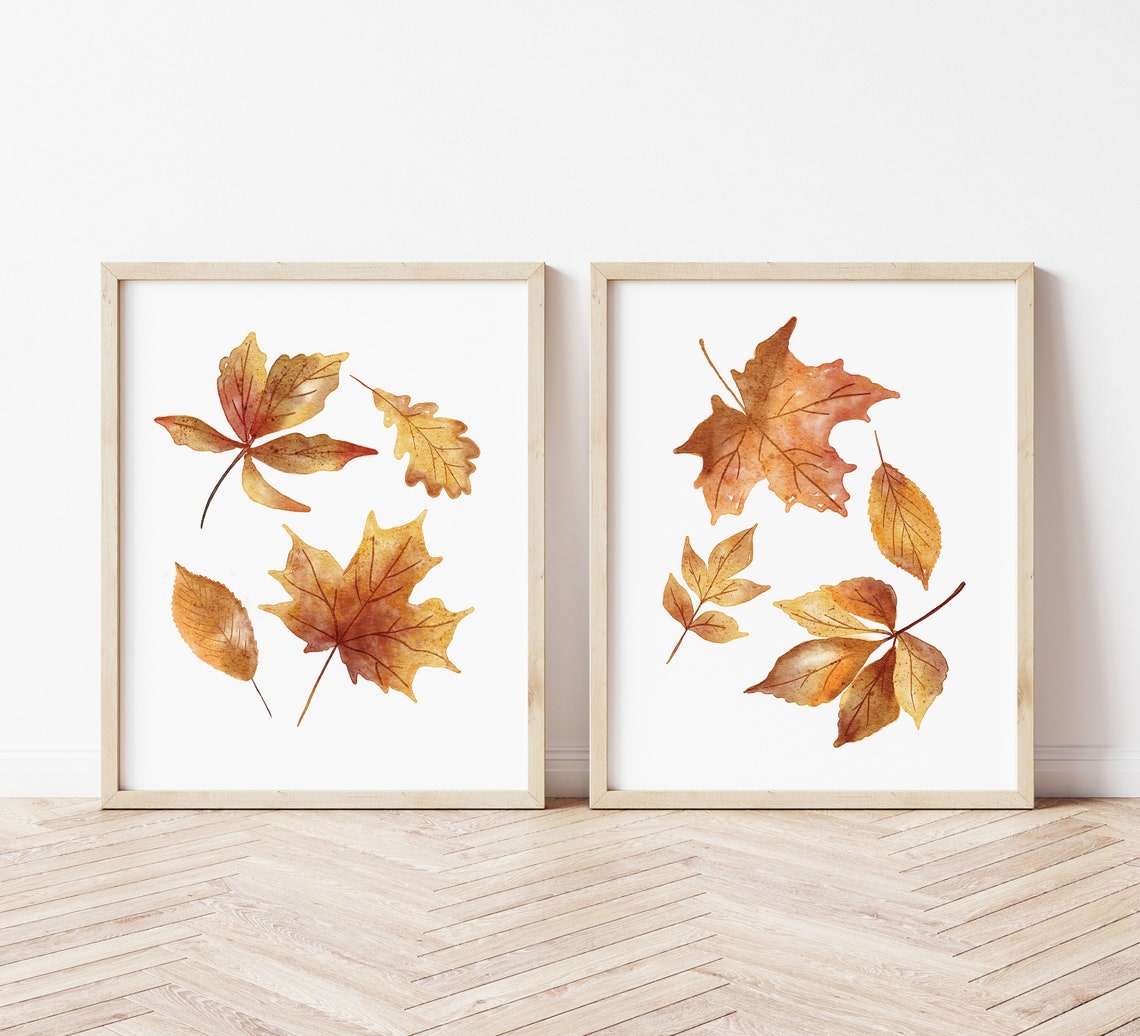 Watercolour Falling Leaves Fall Print Fall Printable Art | Etsy