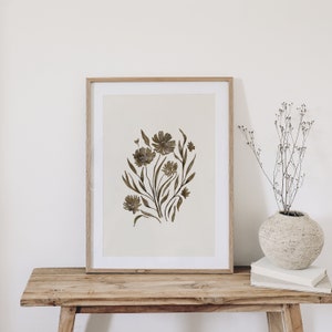 Neutral Floral Print, Printable Wall Art, Spring Wildflower Painting ...