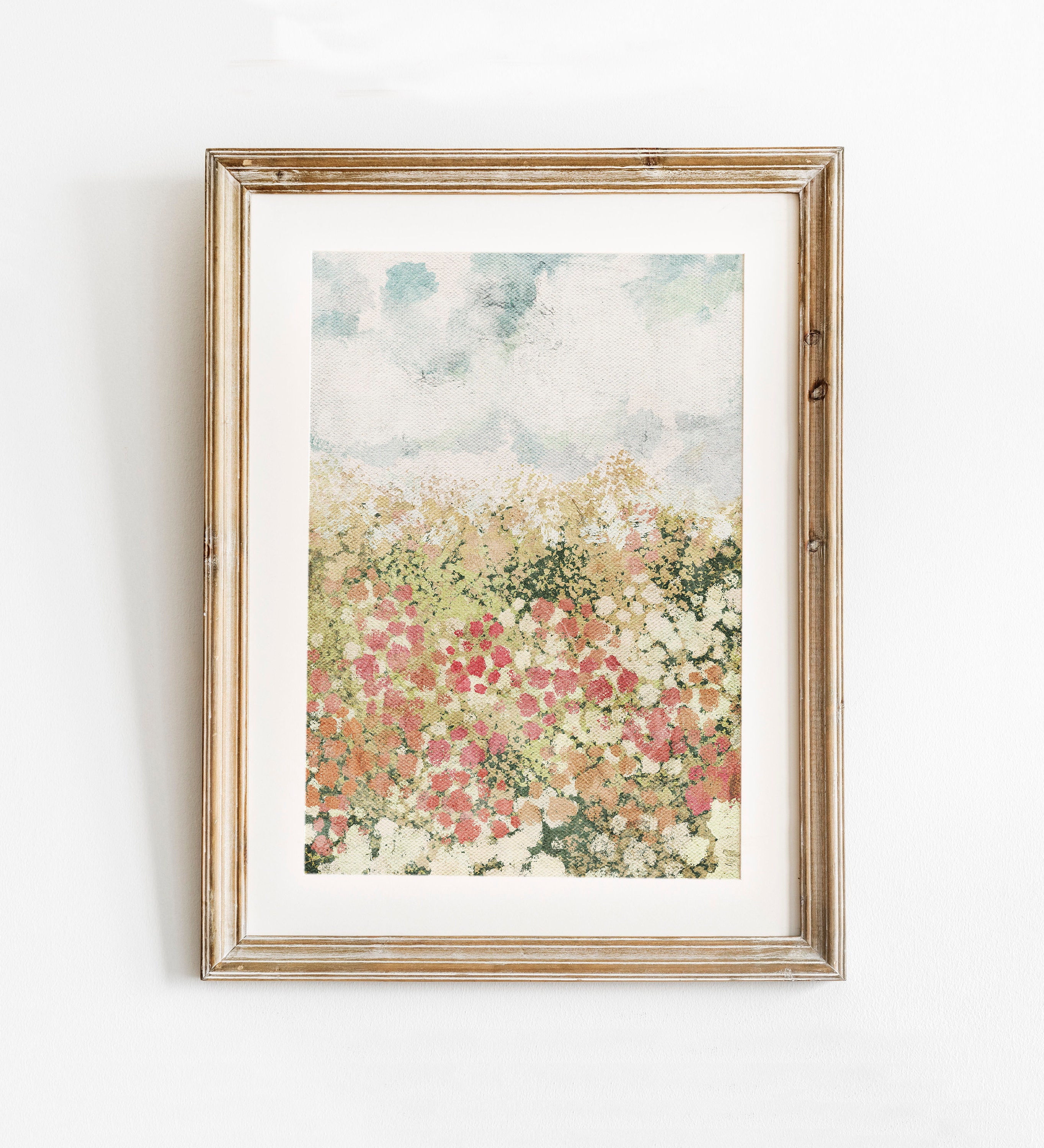 Spring Print, Flower Field Landscape Printable Art, Flower Meadow Oil ...