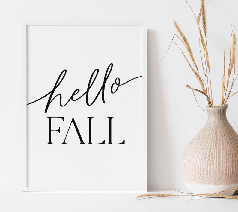 Hello Fall Wall Art Fall Printables Farmhouse Style Decor | Etsy