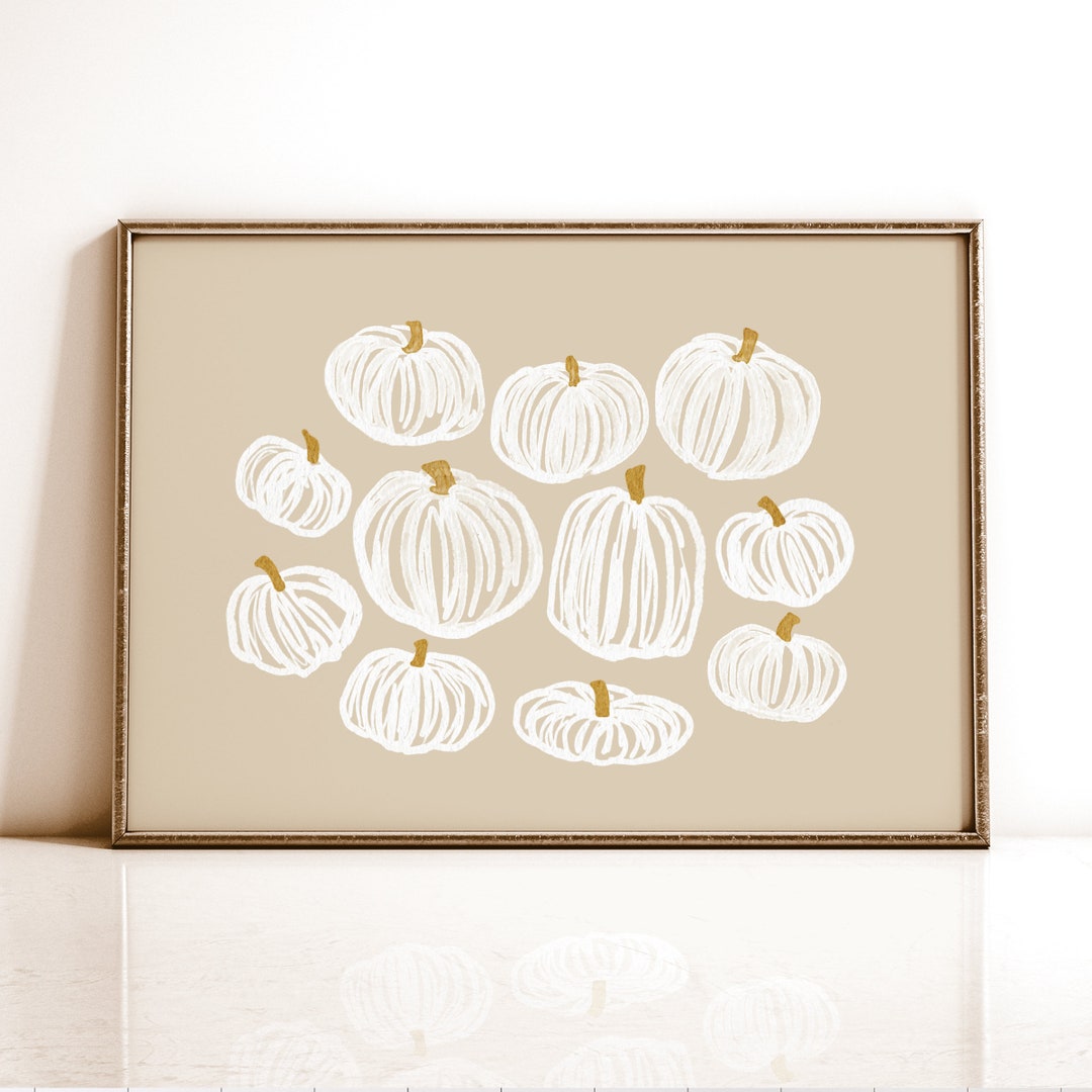 Neutral Halloween Pumpkin Print, Fall Printable Wall Art, Beige Fall ...