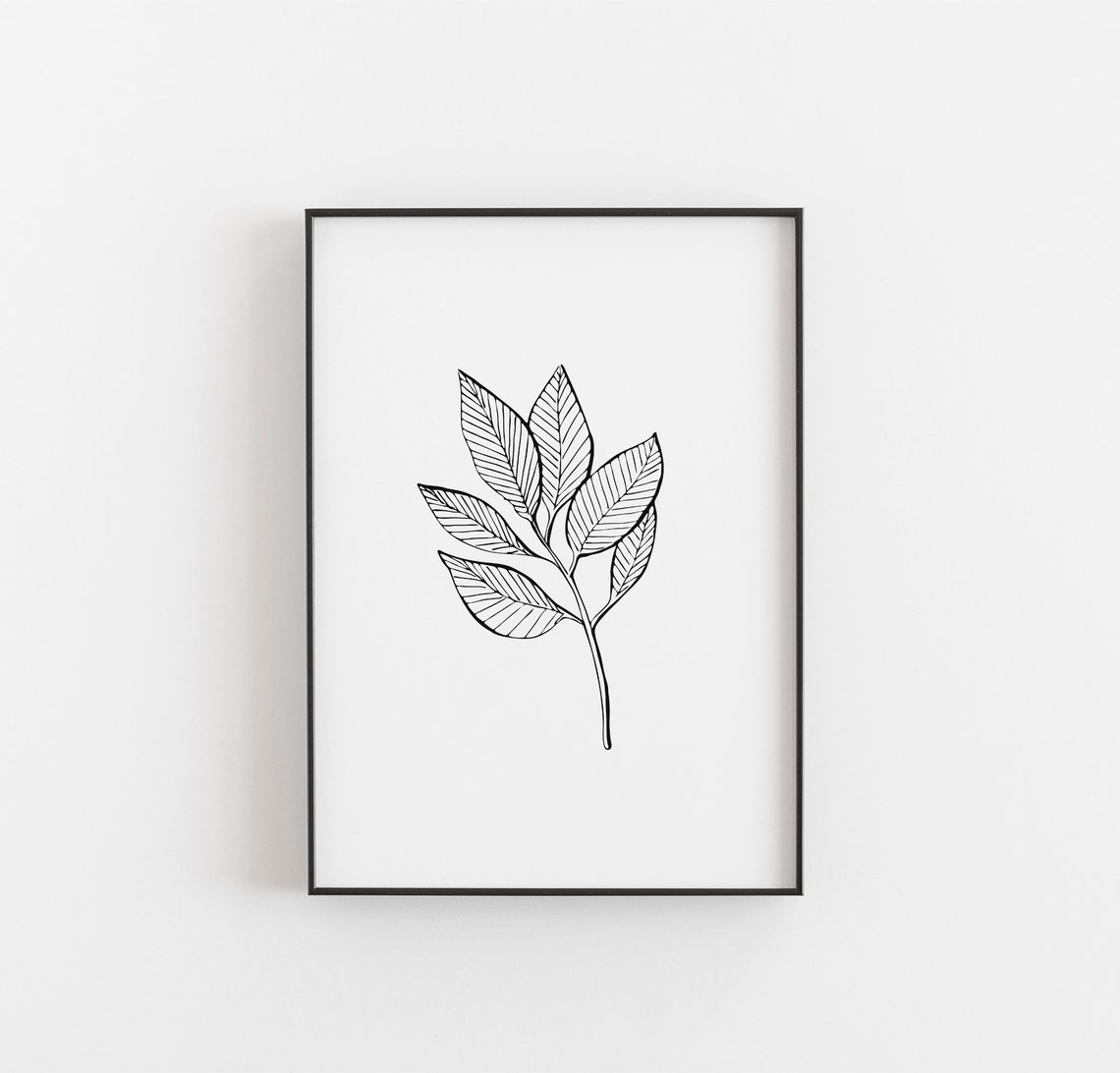 Set of 6 Prints Botanical Line Art Abstract Leaf Art | Etsy